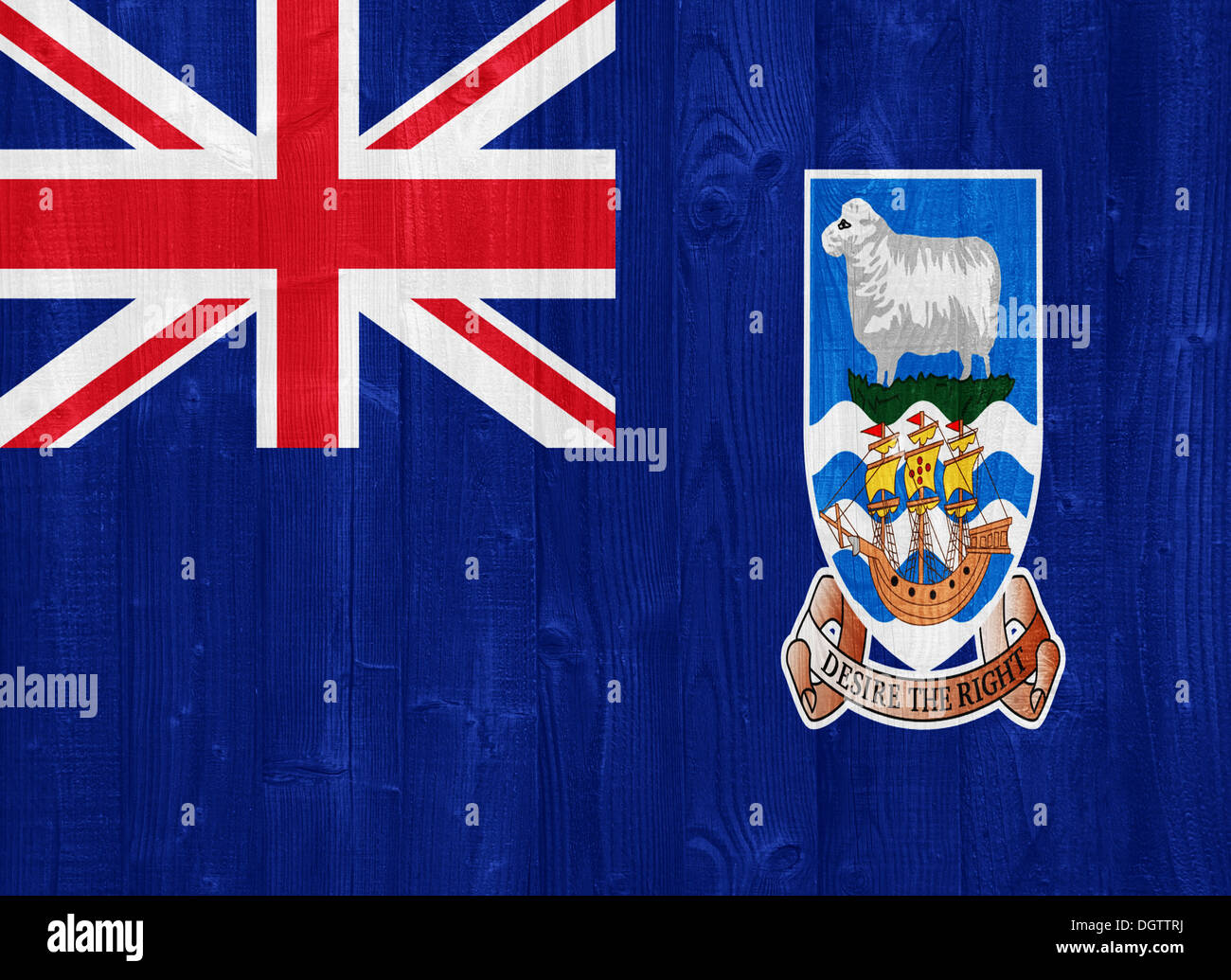 gorgeous The Falkland Islands flag painted on a wood plank texture ...