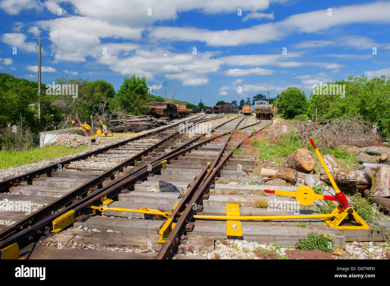 Old railway station with train change Stock Photo - Alamy