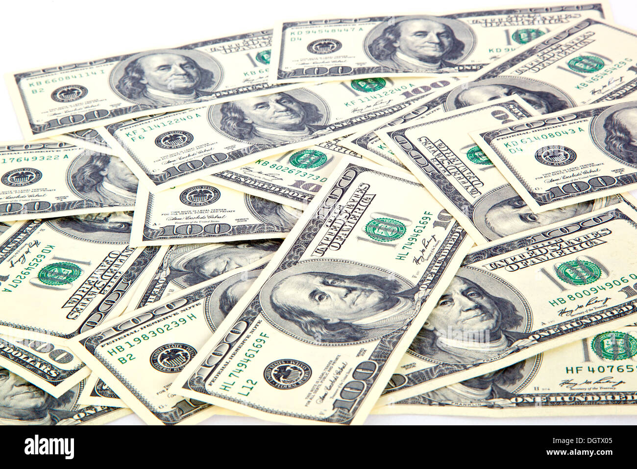 dollar bills on white background Stock Photo - Alamy