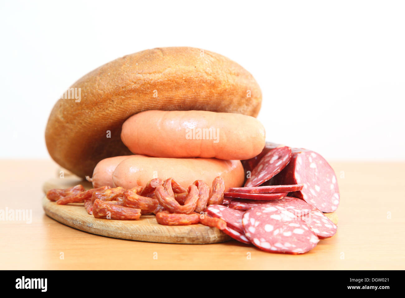 On the table of assorted cold cuts and bread Stock Photo - Alamy