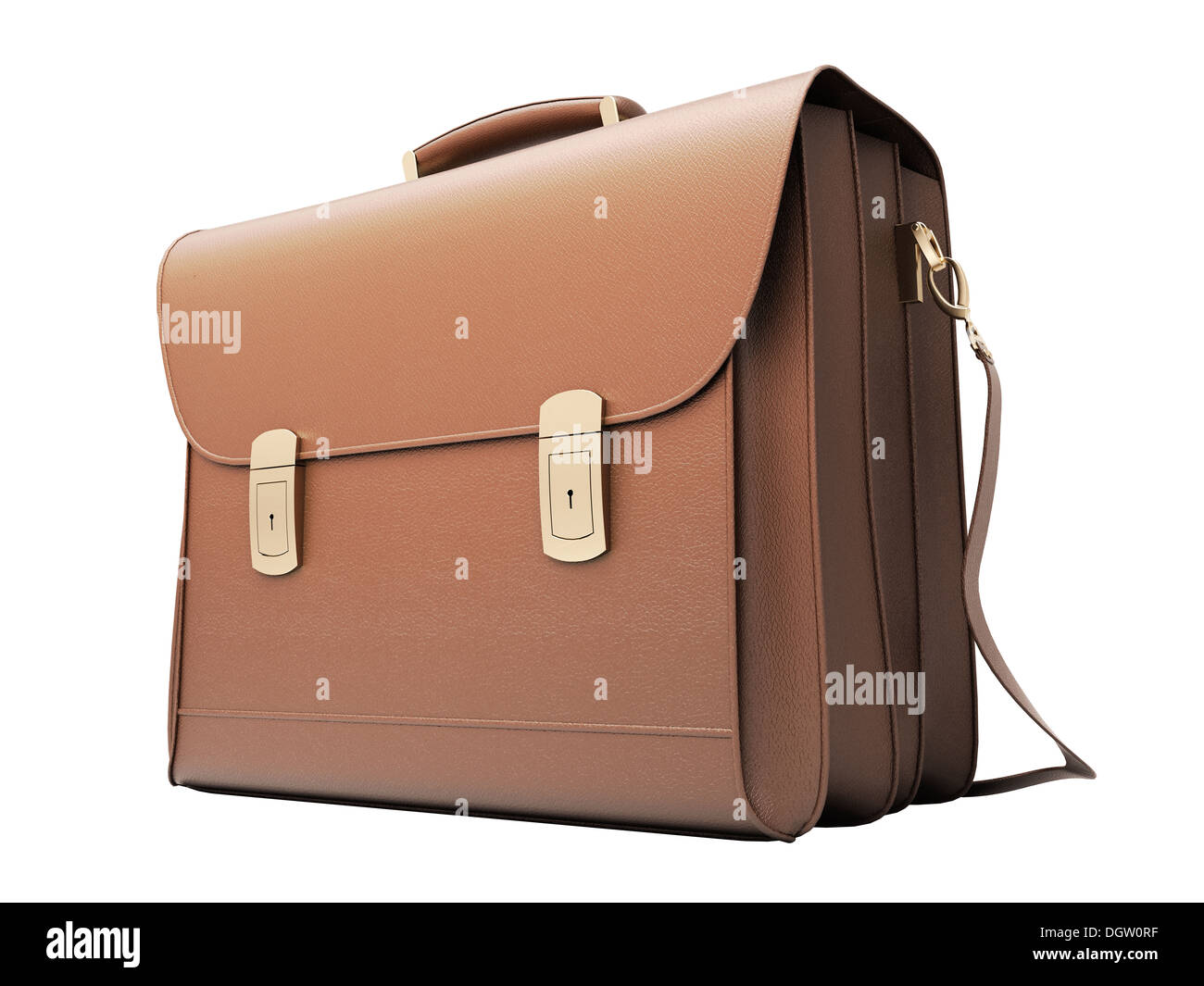 Brown business briefcase isolated Stock Photo - Alamy