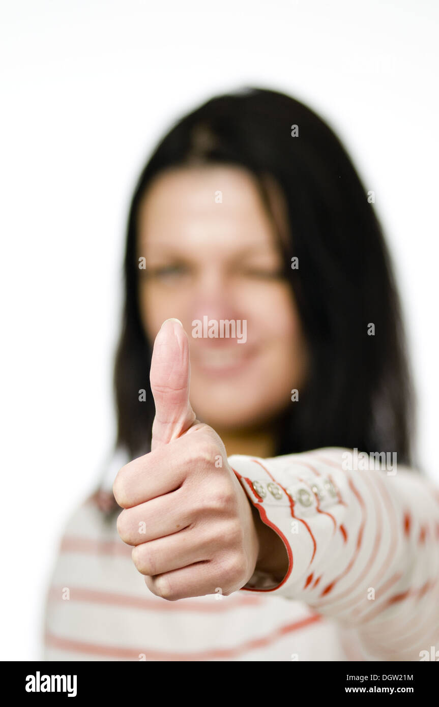 thumbs up on white Stock Photo - Alamy