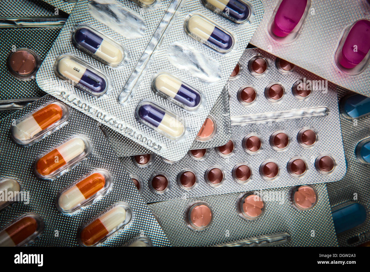 Many colorful medicines Stock Photo - Alamy