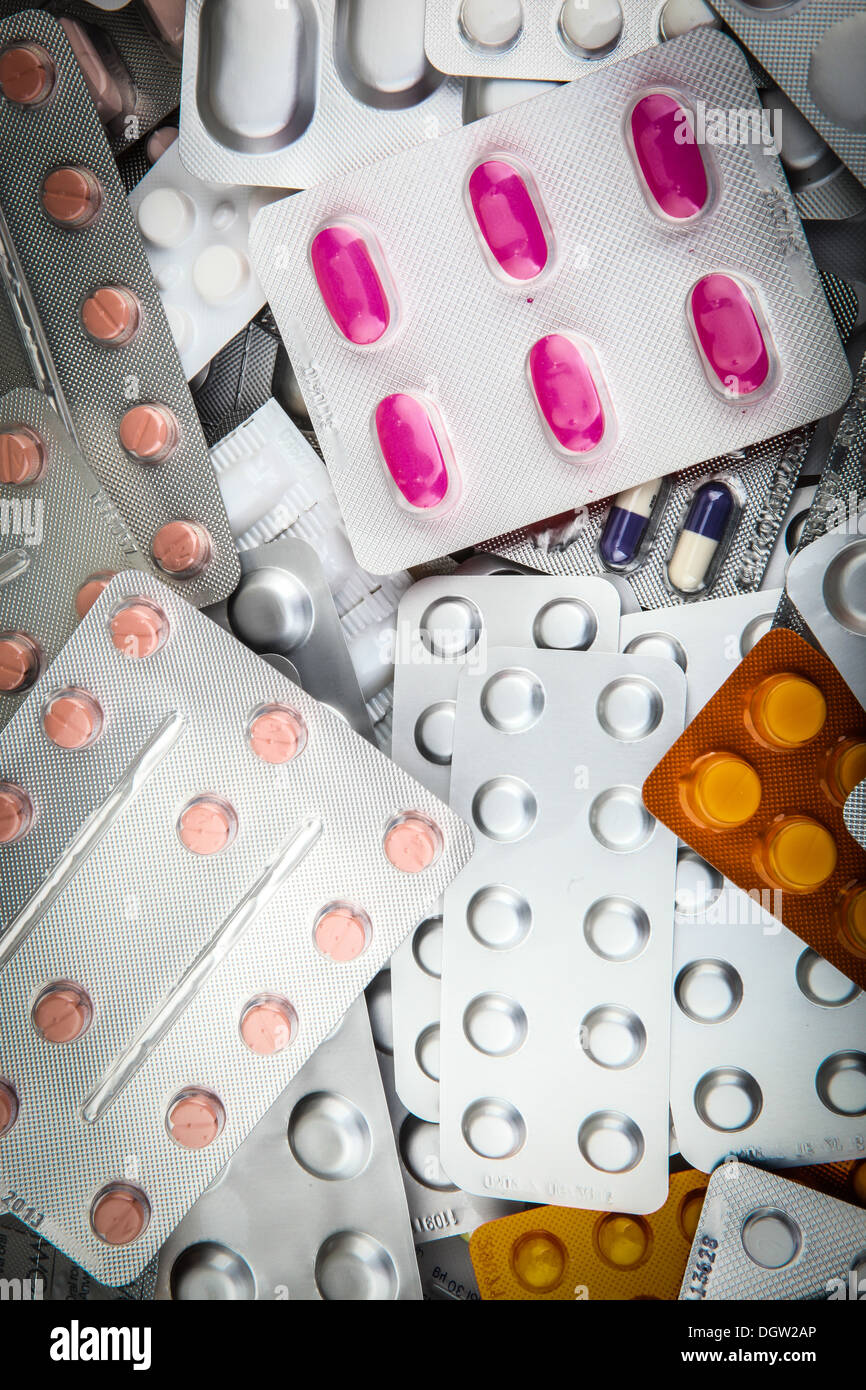 Many colorful medicines Stock Photo - Alamy