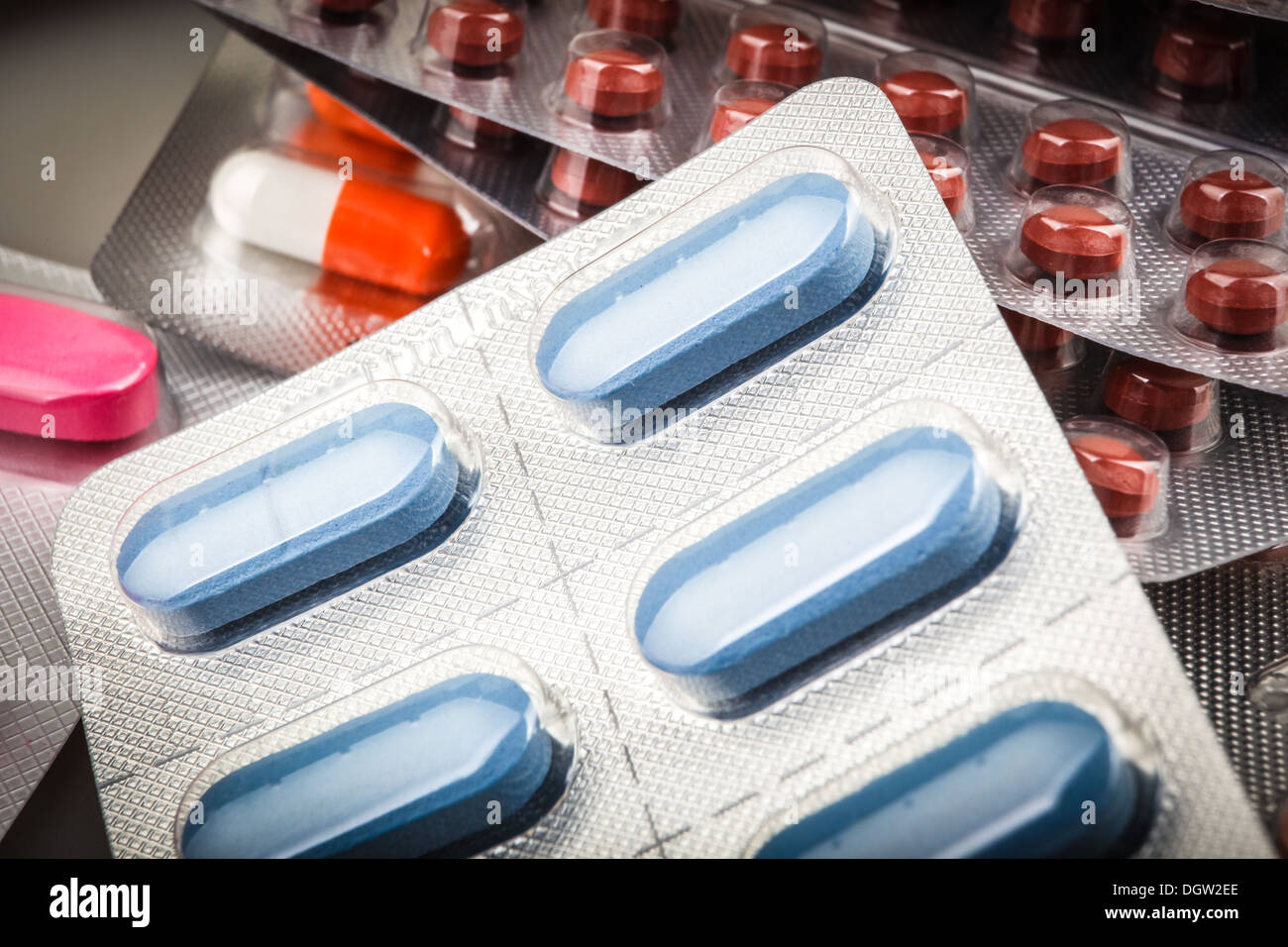 Many colorful medicines Stock Photo - Alamy