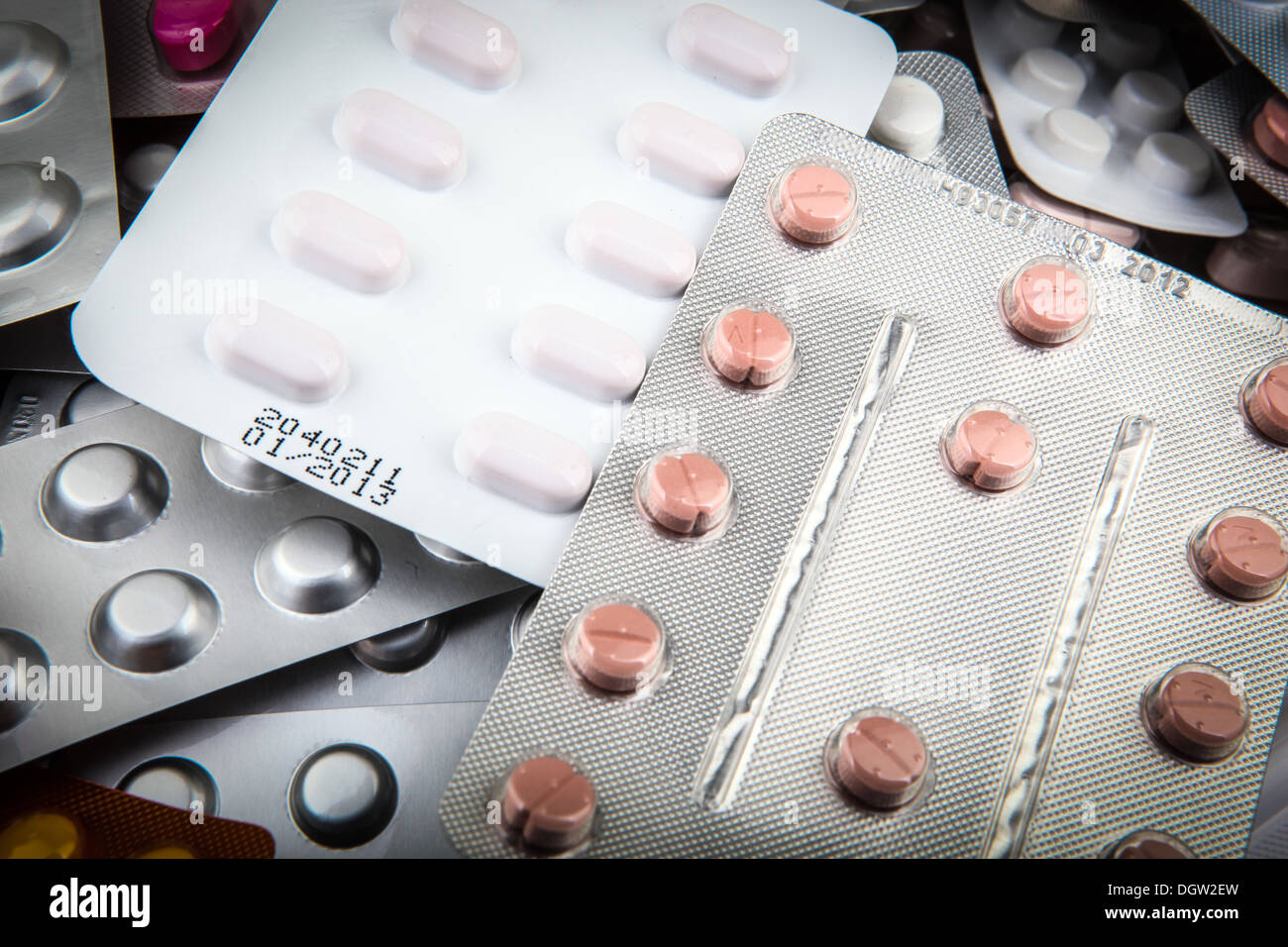 Many colorful medicines Stock Photo - Alamy