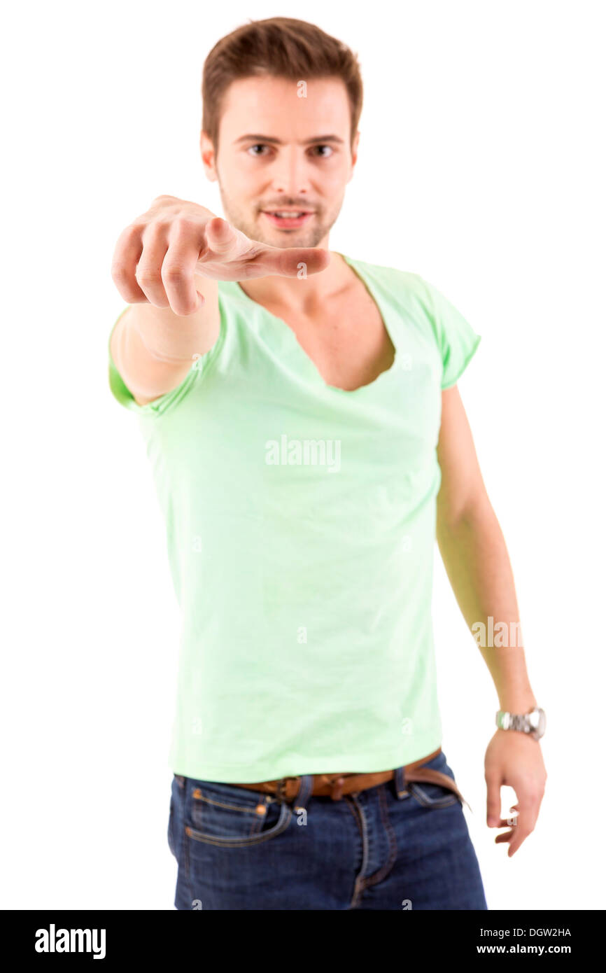 Studio picture of a young and handsome man posing isolated Stock Photo ...