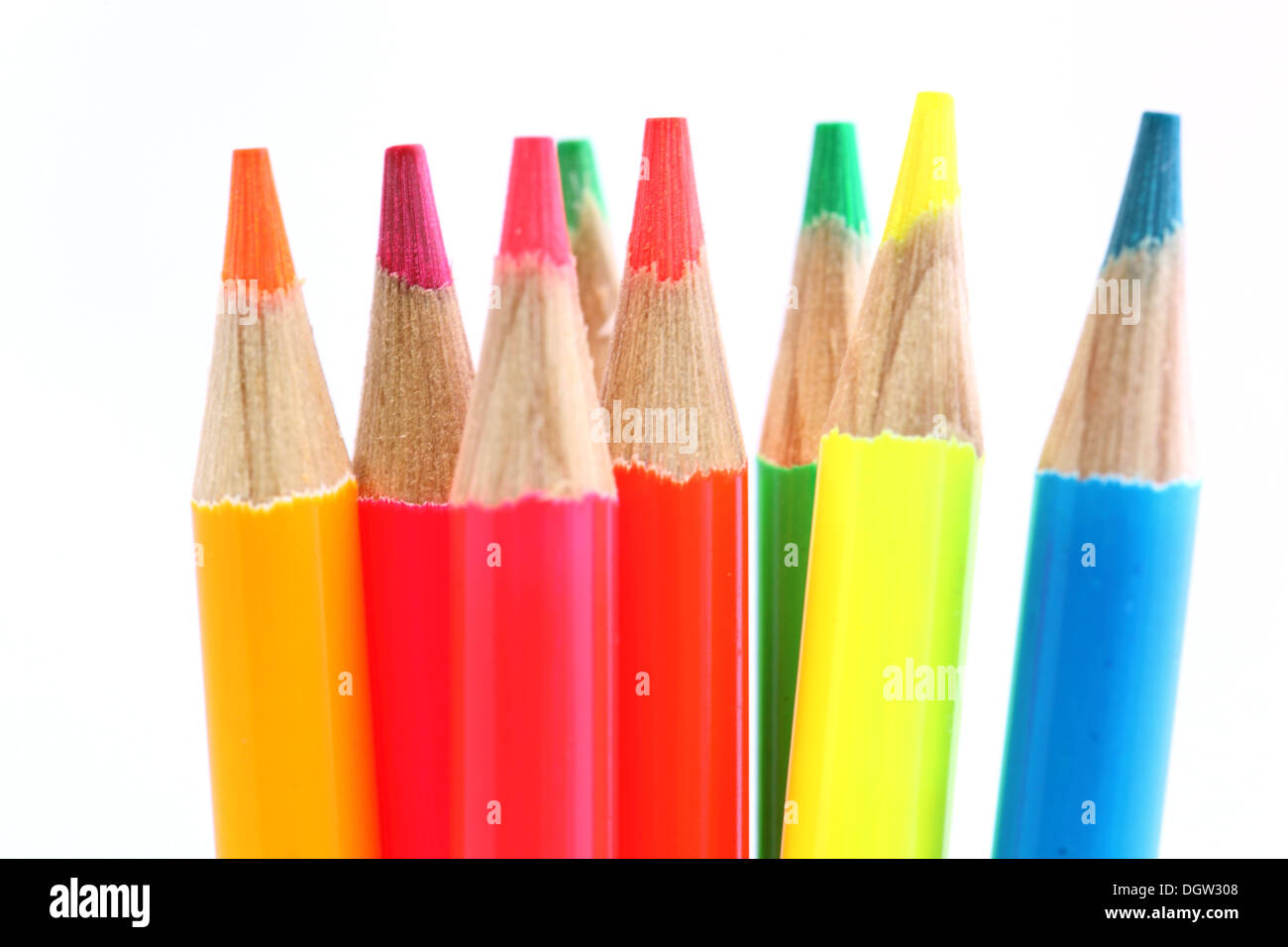colored pencils on white background Stock Photo - Alamy