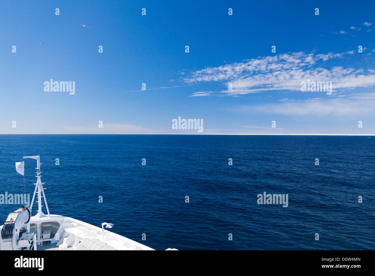 Expedition ship heading towards pack ice in the Norwegian Arctic Stock ...