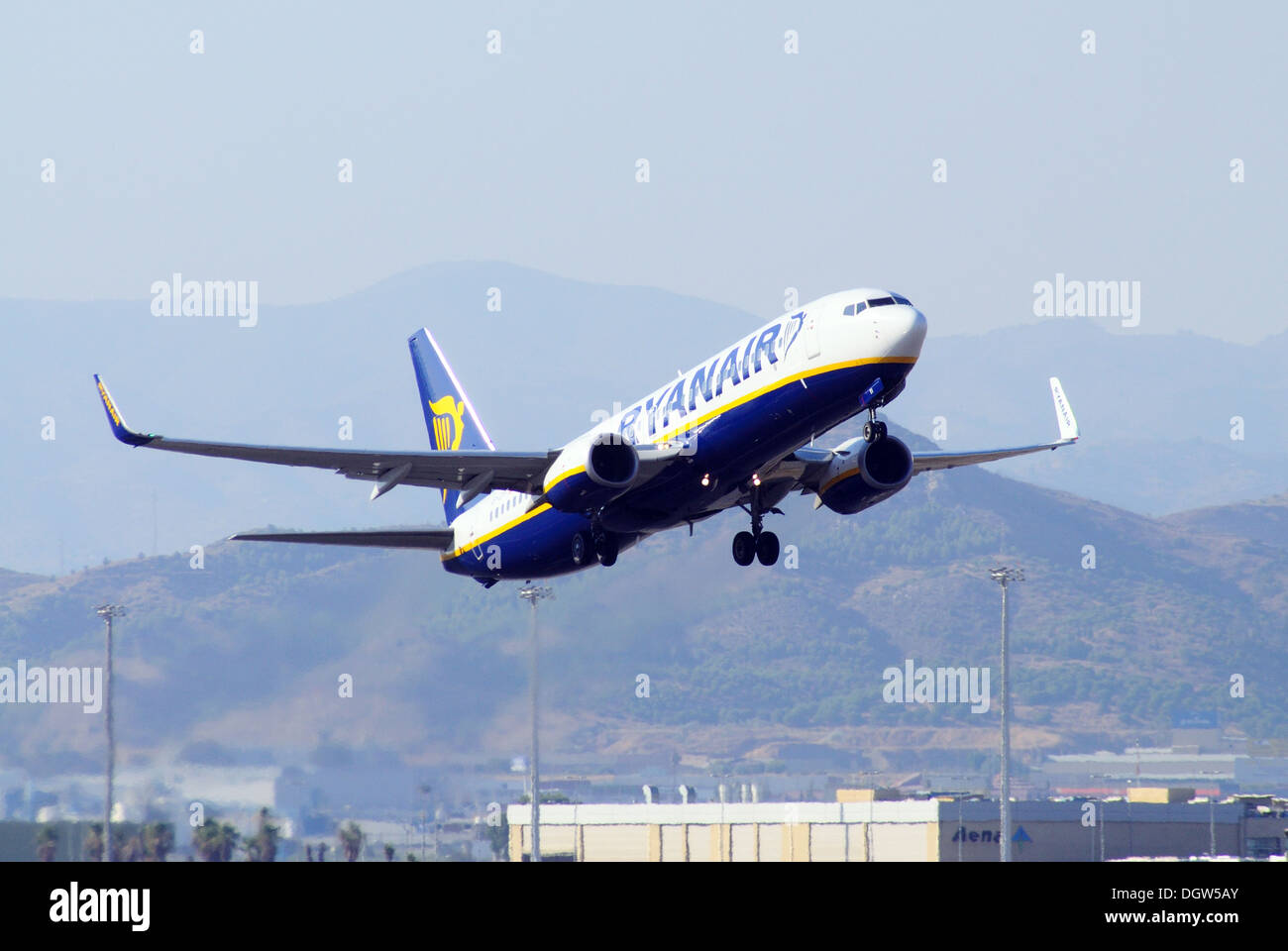 Ryanair Boeing 737-800 taking off from Malaga airport, Malaga, Costa ...