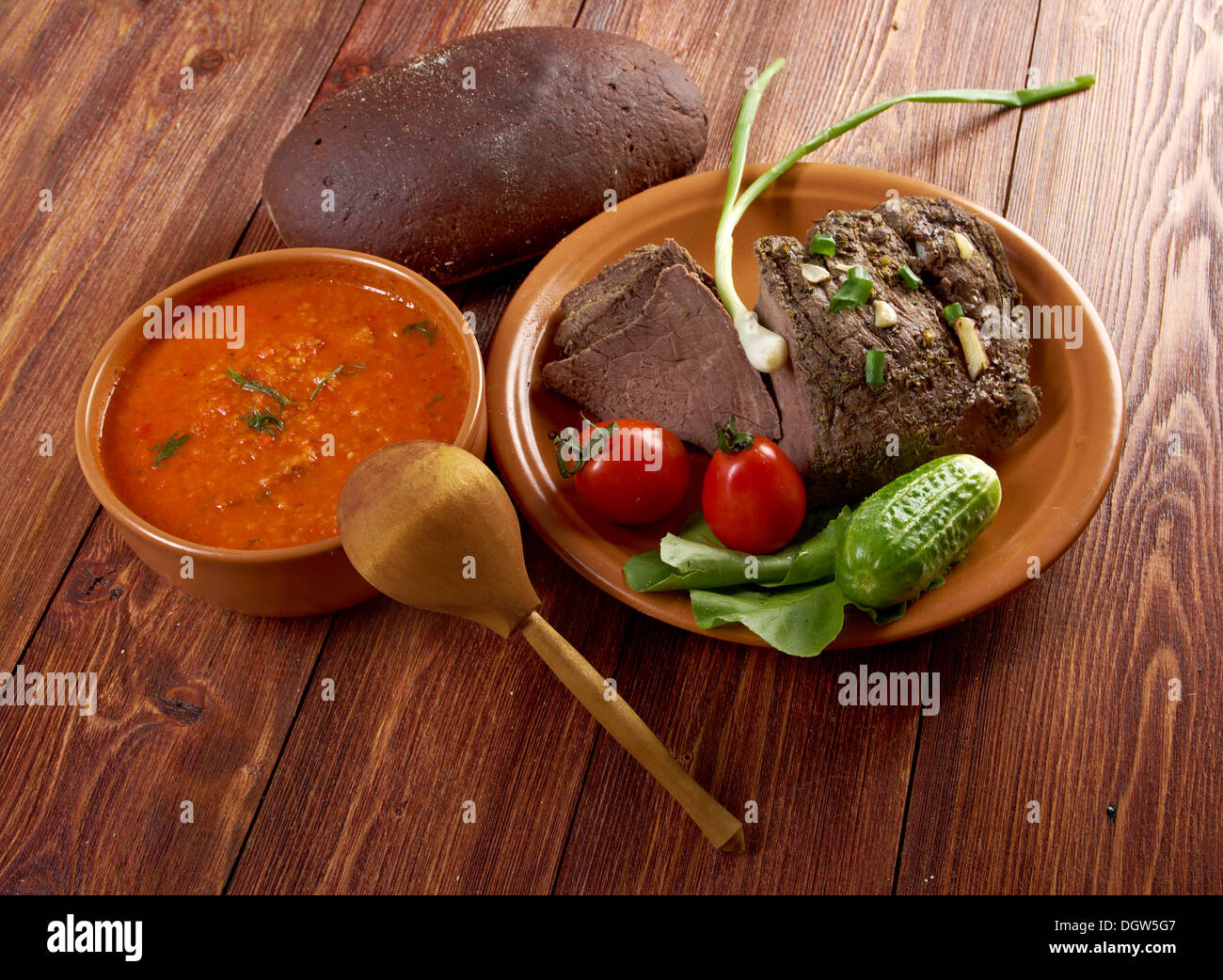 Italian rustic dinner Stock Photo - Alamy