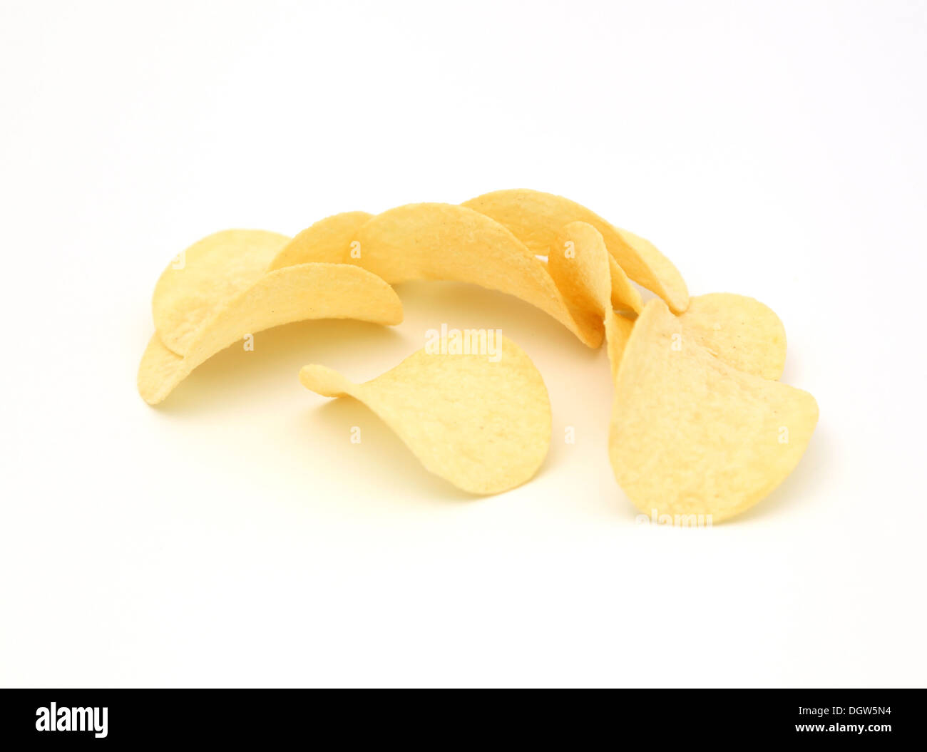 potato chips on white background Stock Photo - Alamy