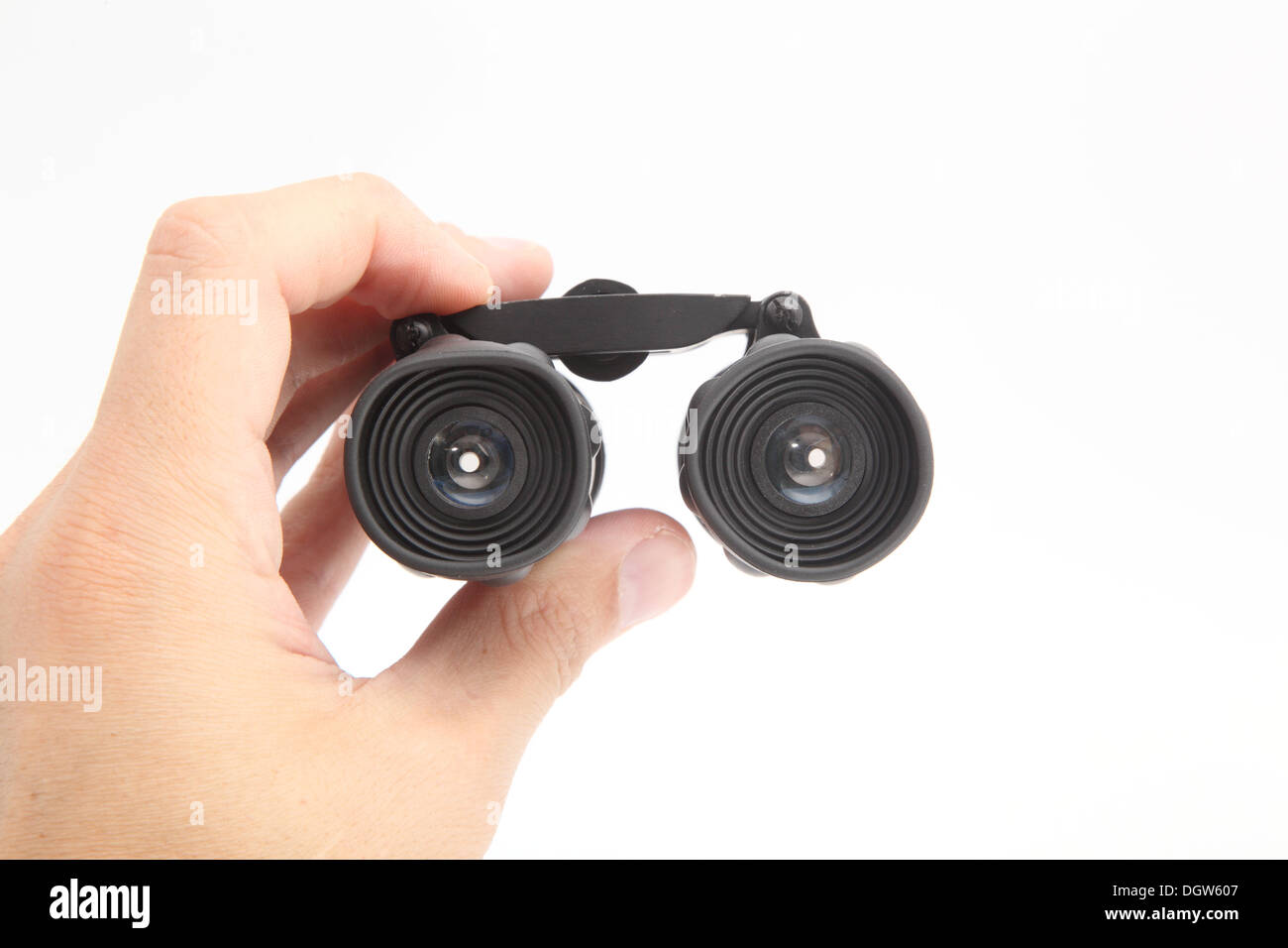 binoculars in hands isolated on white background Stock Photo - Alamy
