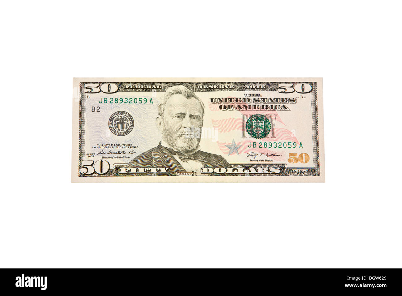 $ 50 bill isolated on a white background Stock Photo - Alamy