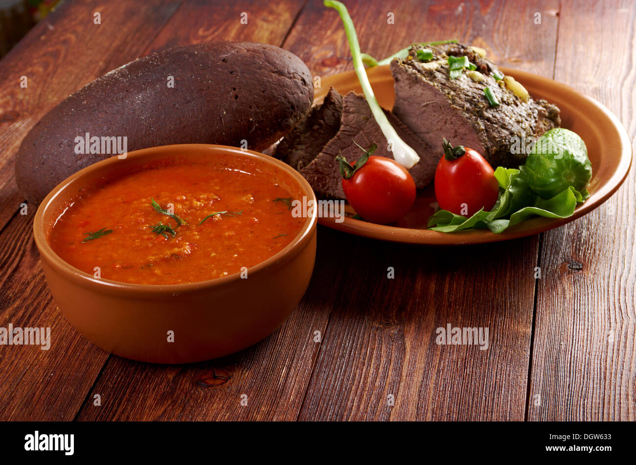 Italian rustic dinner Stock Photo - Alamy