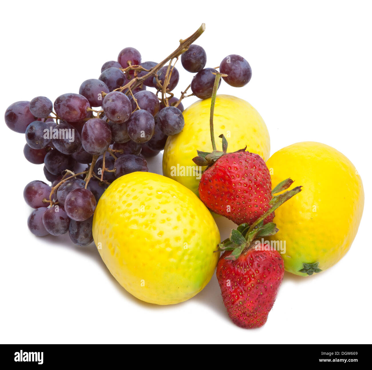 Still life of grape, lemons, strawberry Stock Photo - Alamy