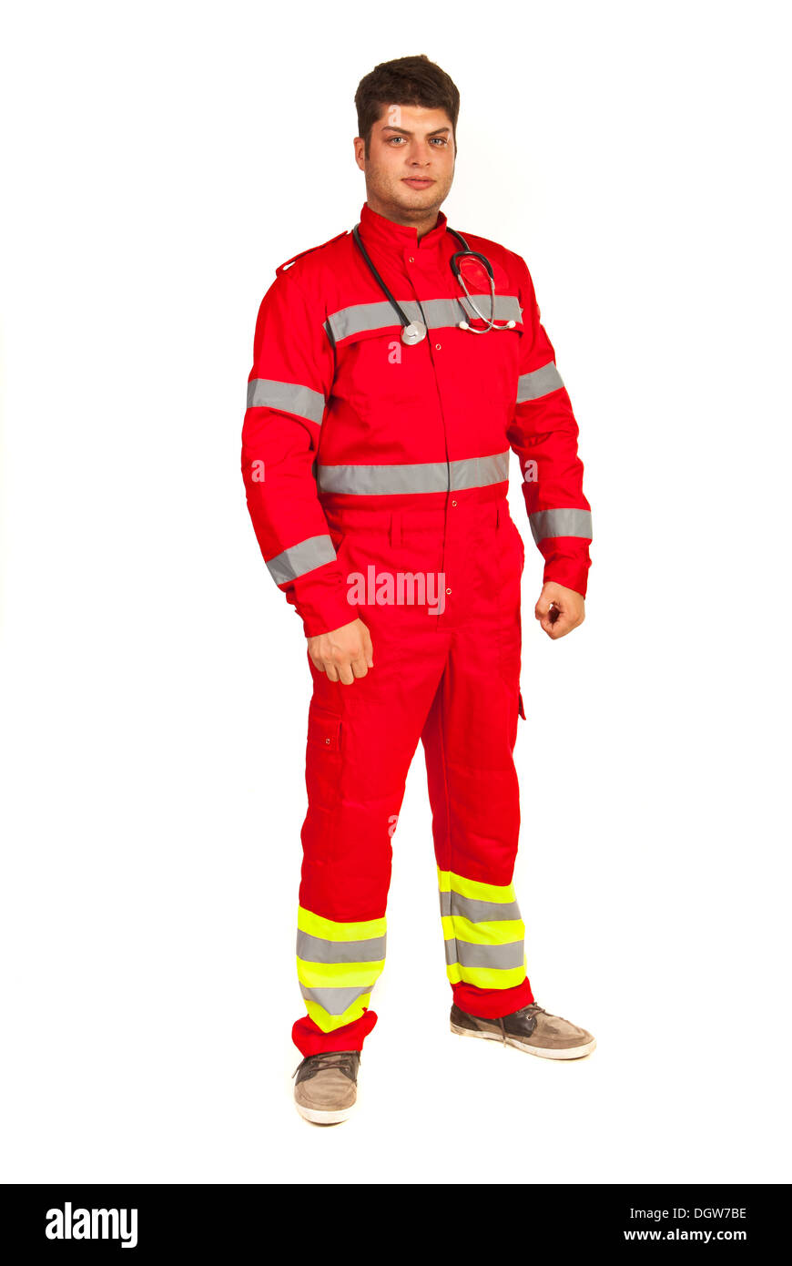 Full length of paramedic man isolated on white background Stock Photo ...