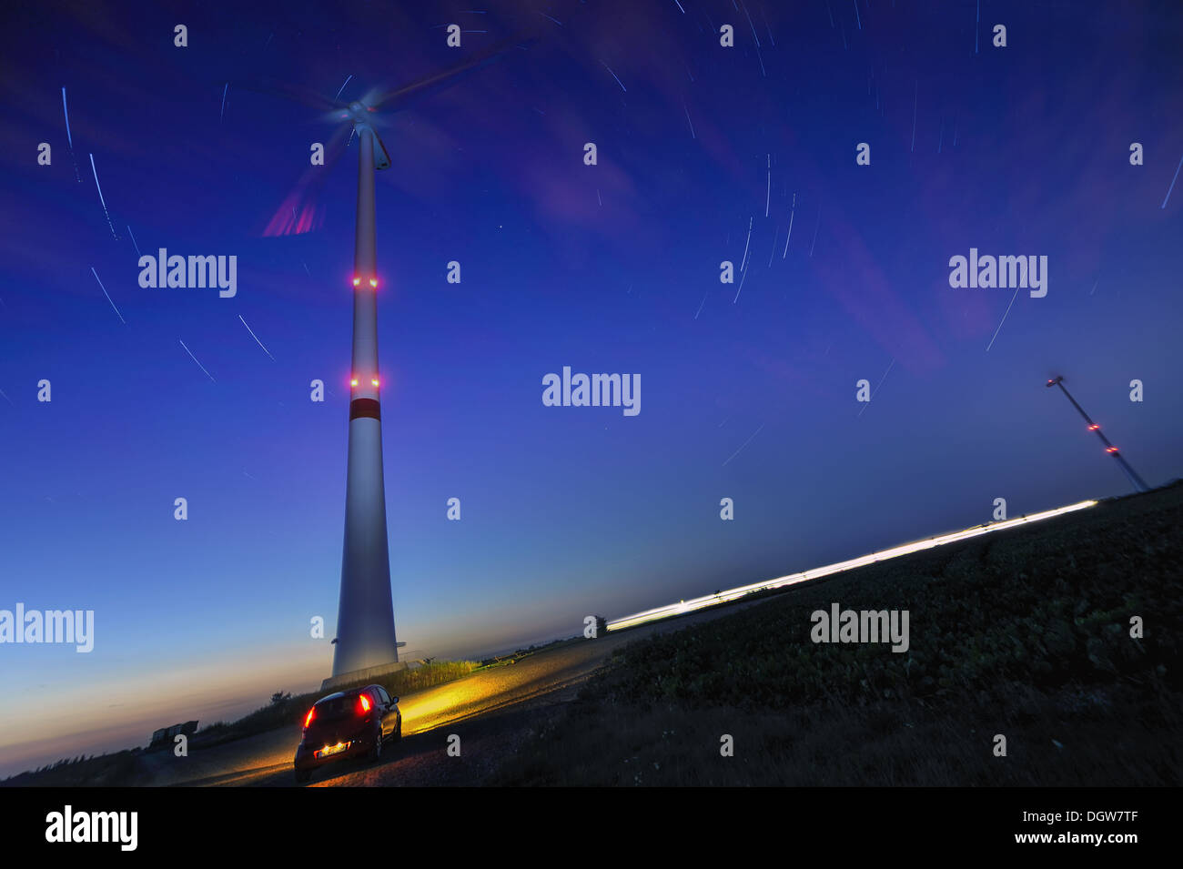 Wind generator with star trails Stock Photo - Alamy