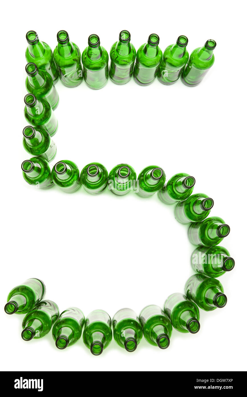 Digits from green beer bottles. Digit 5 Stock Photo - Alamy