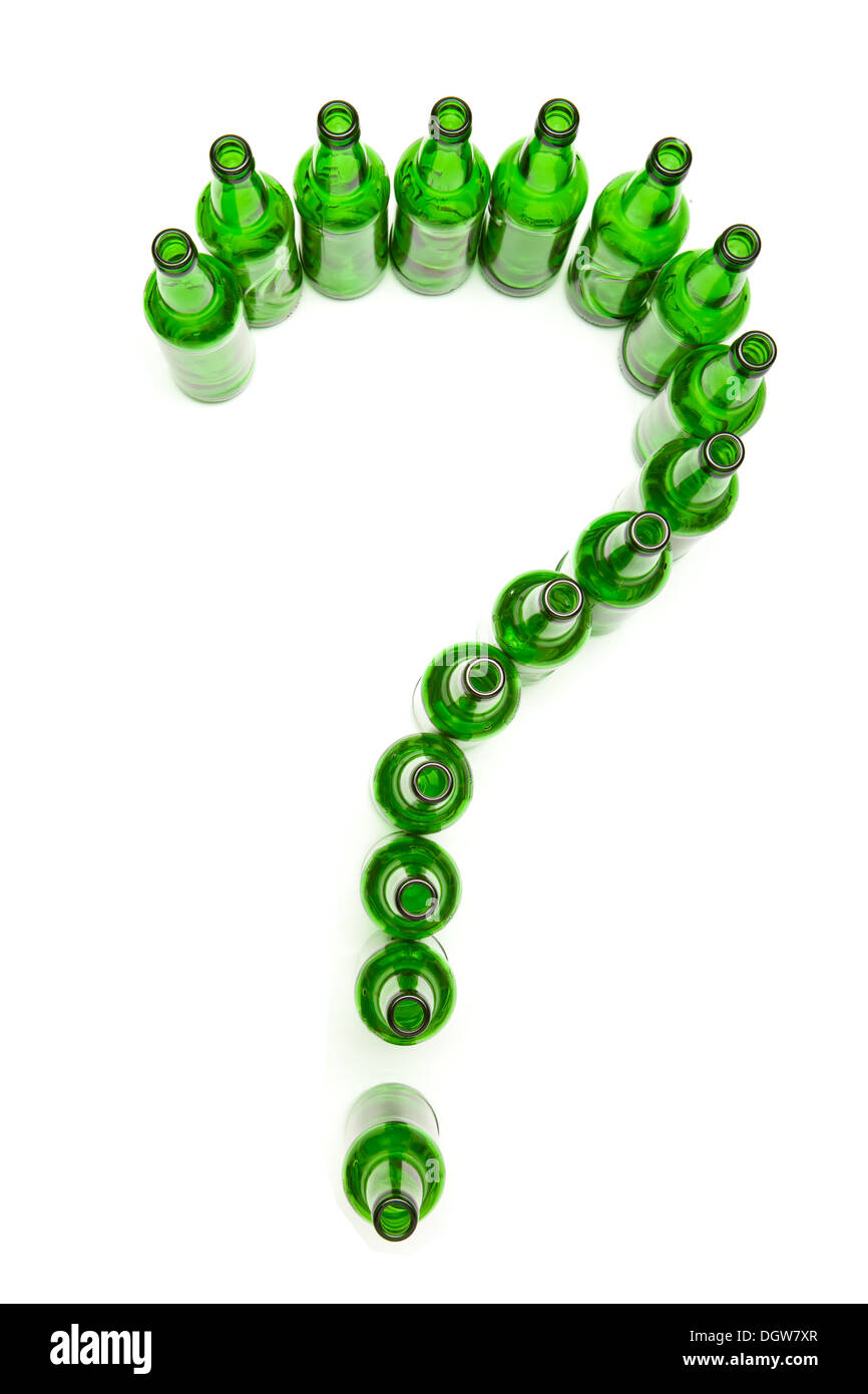 question mark from green beer bottles Stock Photo - Alamy