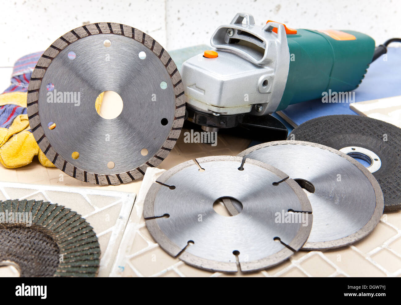 cutting machine and various detachable disks Stock Photo - Alamy