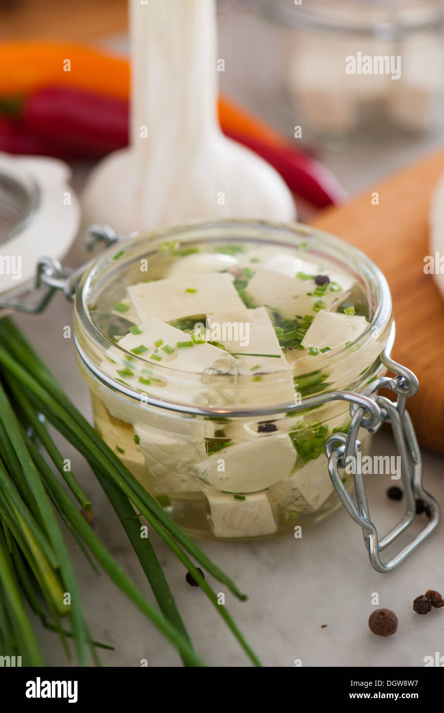 Cheese in oil Stock Photo - Alamy
