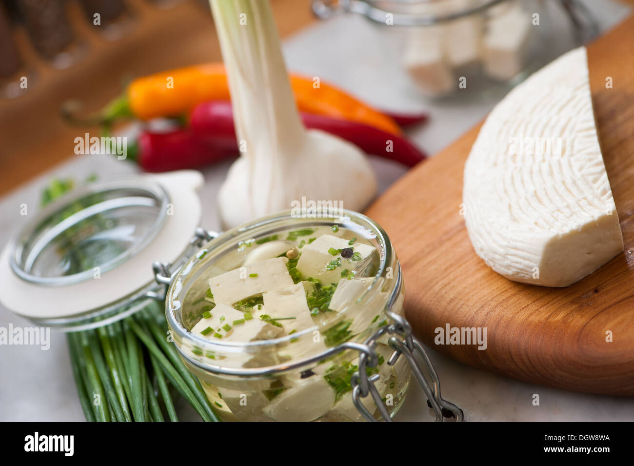 Cheese in oil Stock Photo - Alamy
