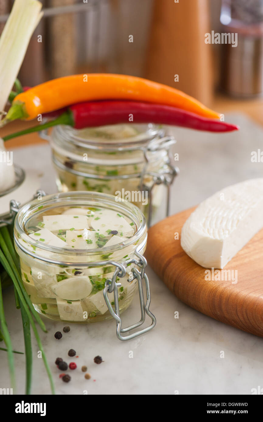 Cheese in oil Stock Photo - Alamy