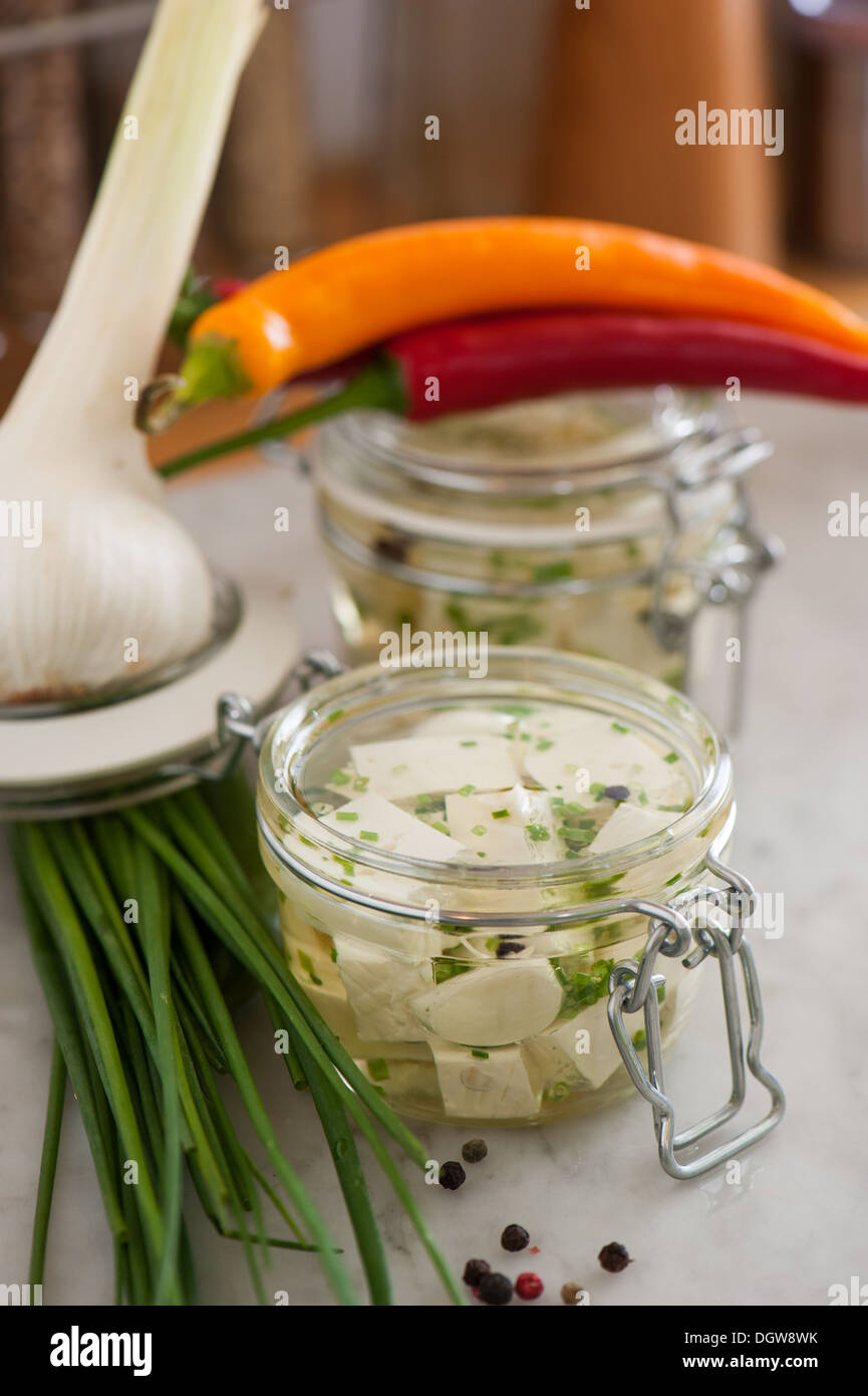 Cheese in oil Stock Photo - Alamy