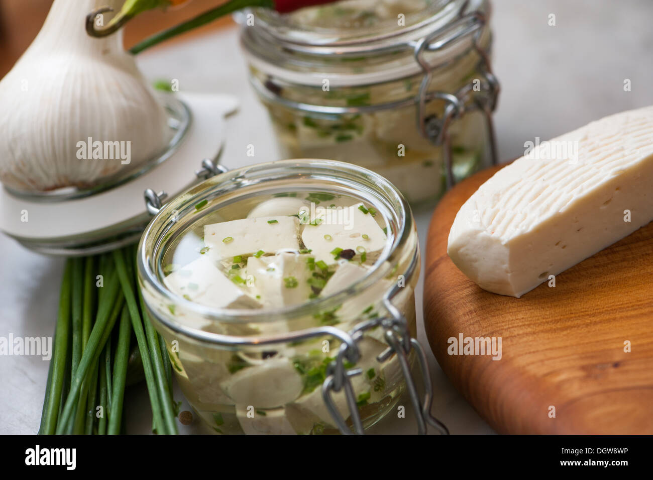 Cheese in oil Stock Photo - Alamy