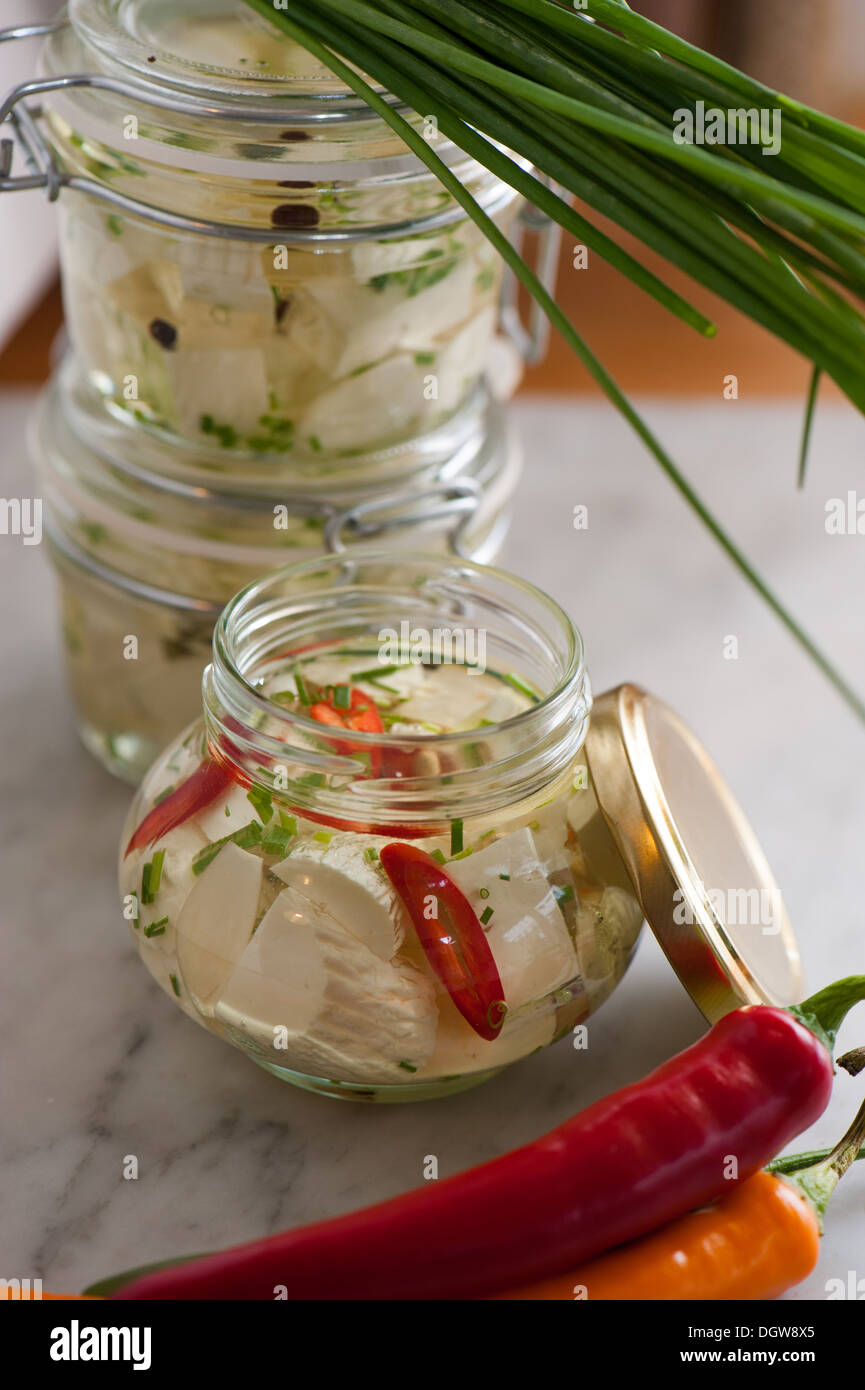 Cheese in oil Stock Photo - Alamy
