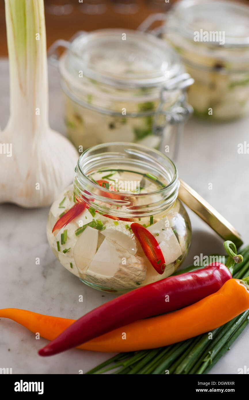 Cheese in oil Stock Photo - Alamy