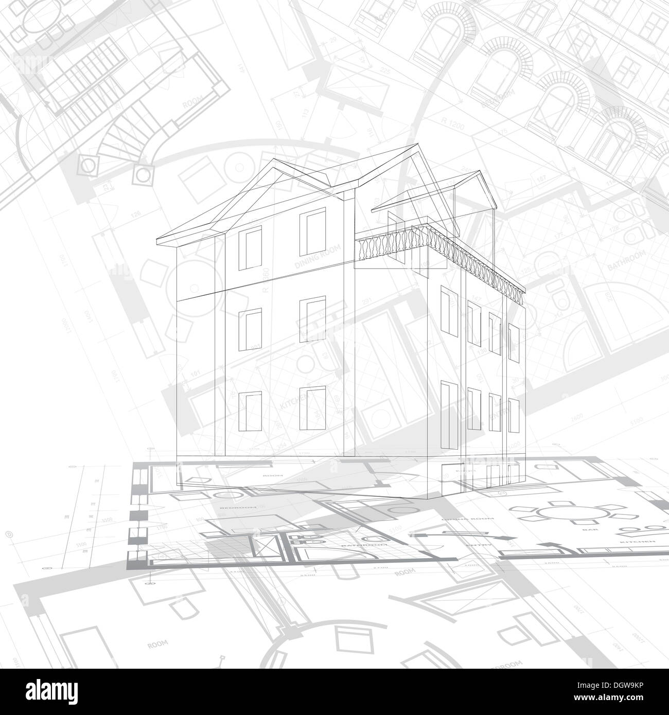 Abstract architectural background. Raster version. Vector version is ...