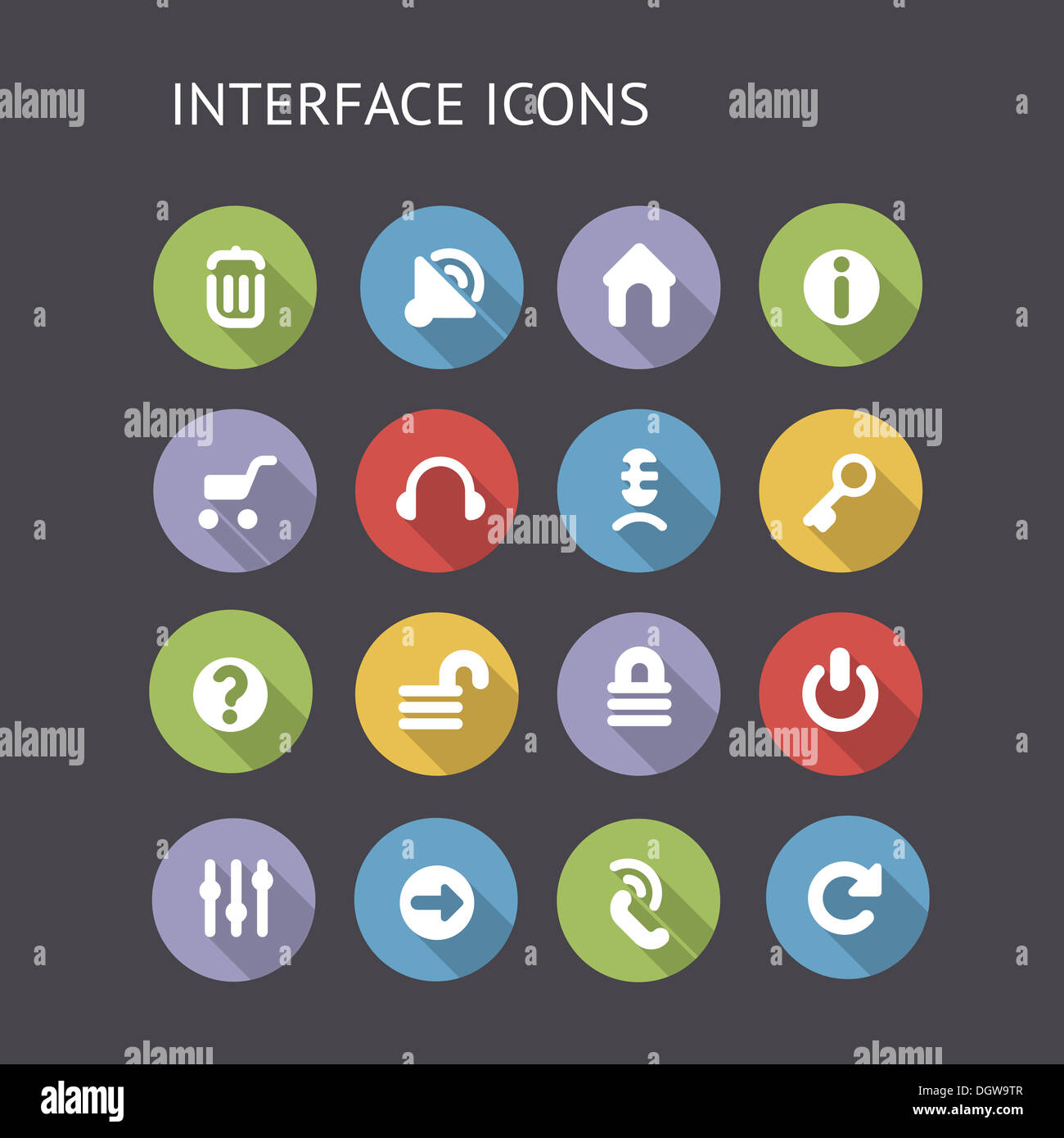 Flat icons for interface. Raster version Stock Photo - Alamy