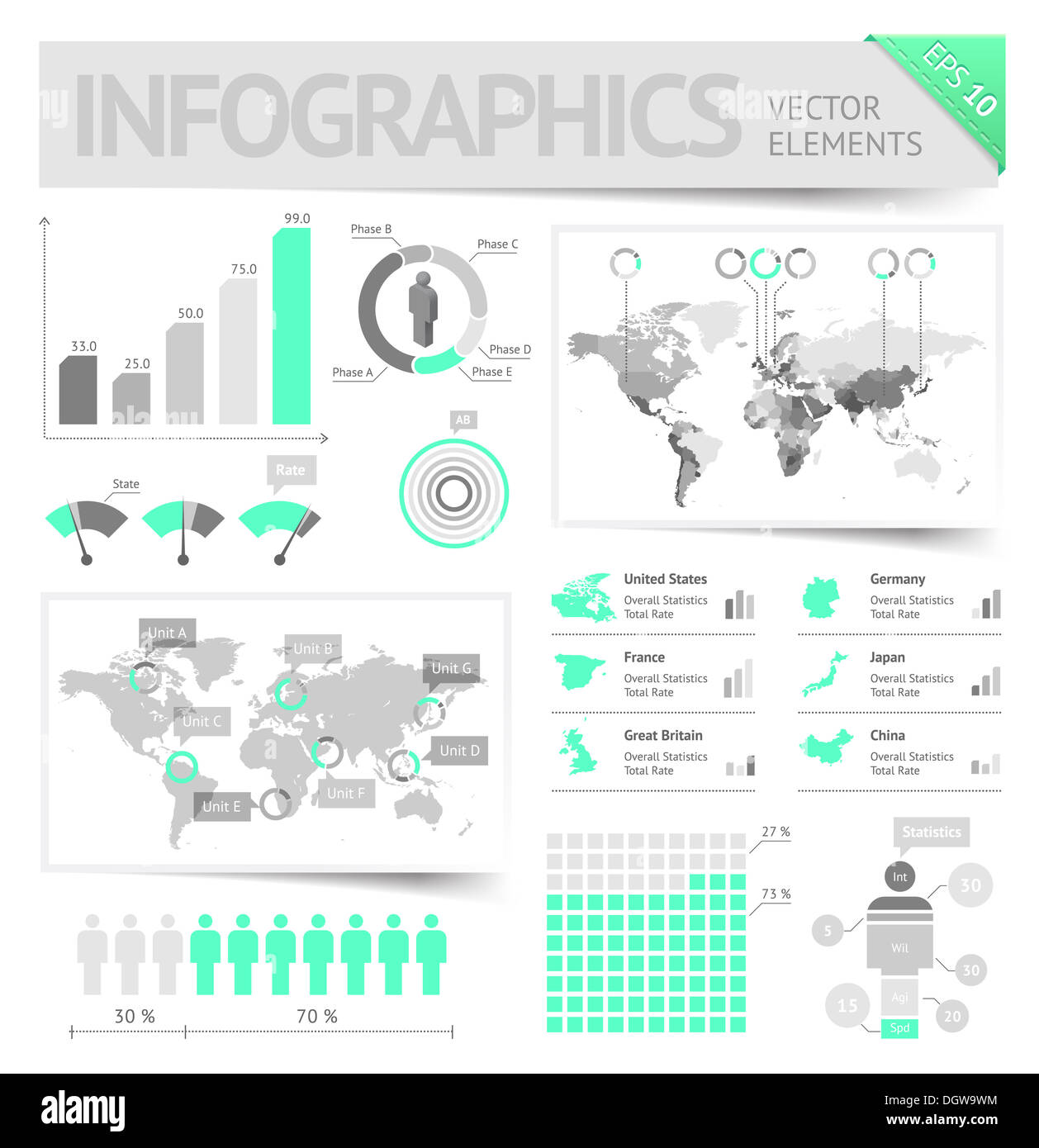 Infographic design elements. Raster version Stock Photo - Alamy