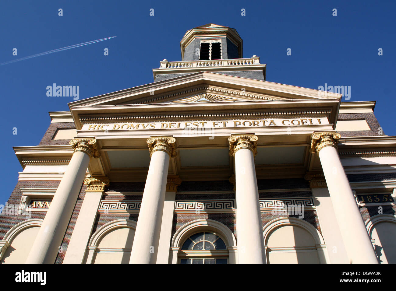 The facade of the Hartebrug church from the 19th century in Leiden. The ...