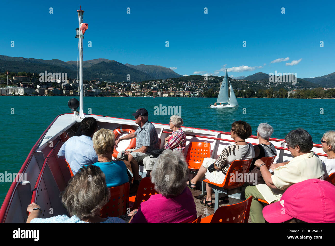 Regular passenger ferry boat service around Lake Lugano, Ticino ...
