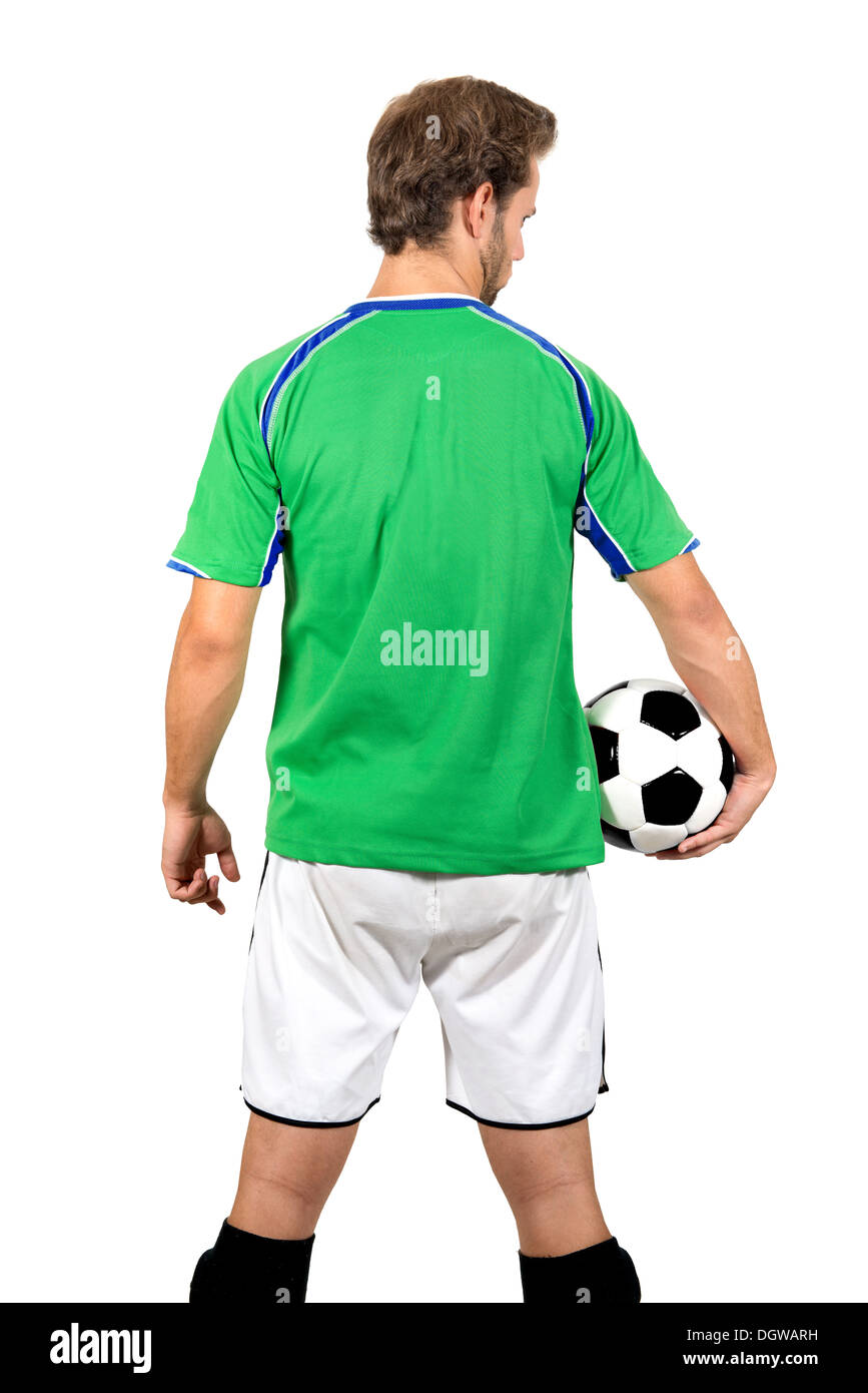 Football player with a ball isolated in white Stock Photo - Alamy
