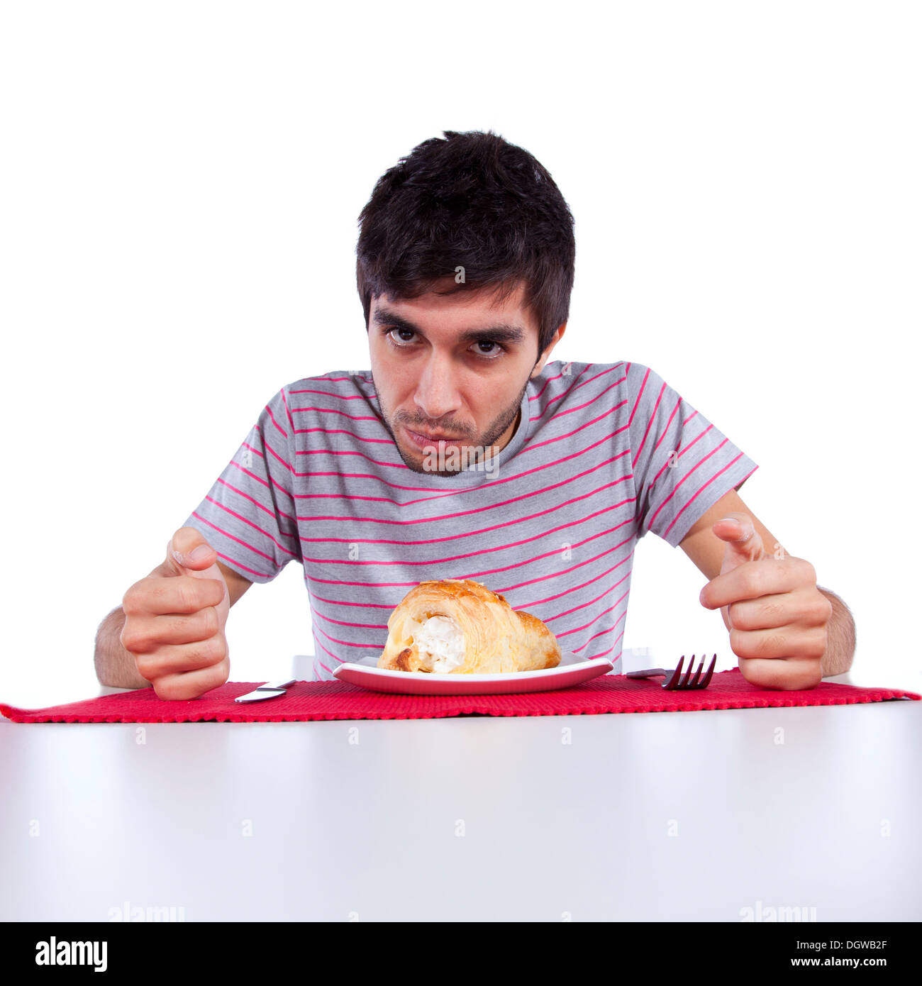 Fat man eating cream cake hi-res stock photography and images - Alamy