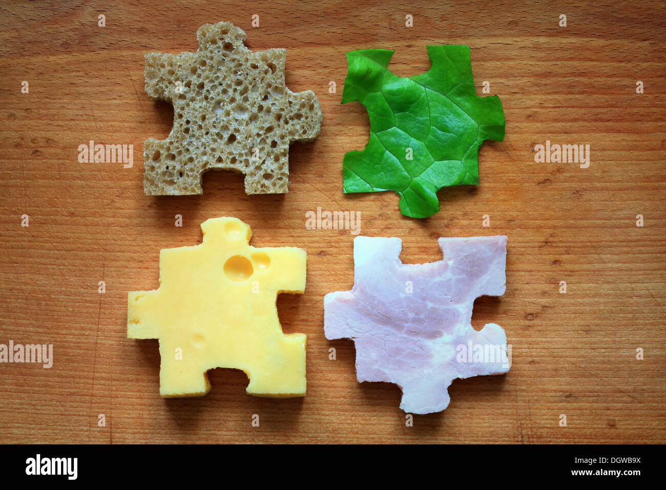 Food puzzle ingredients diet creative abstract concept Stock Photo - Alamy