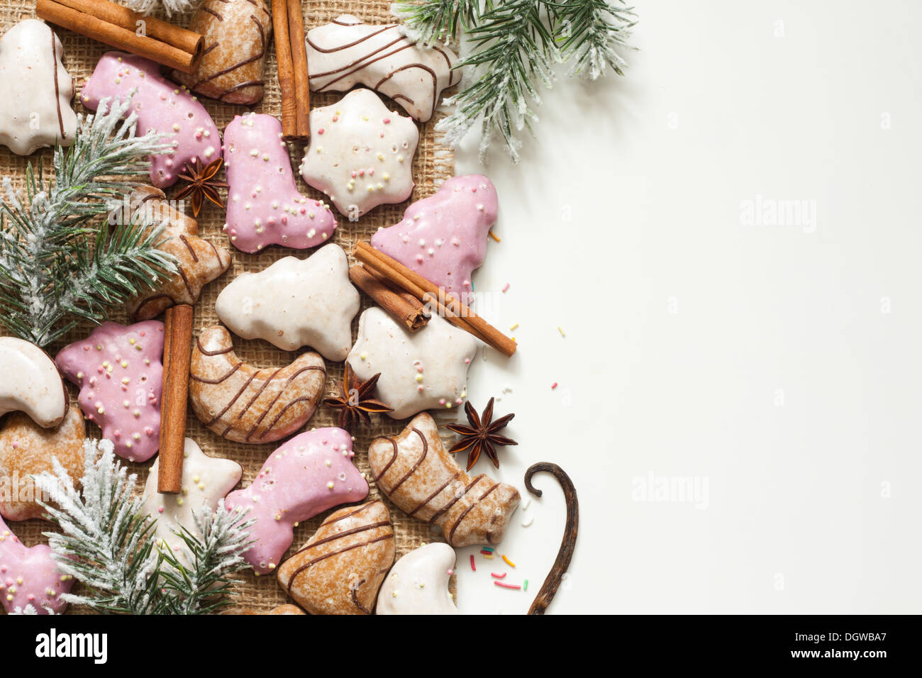 Christmas gingerbread on white background Stock Photo - Alamy