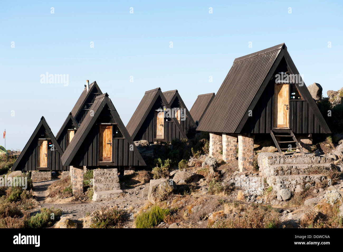 Trekking, Scandinavian-style wooden huts, Horombo Huts, Marangu Route ...