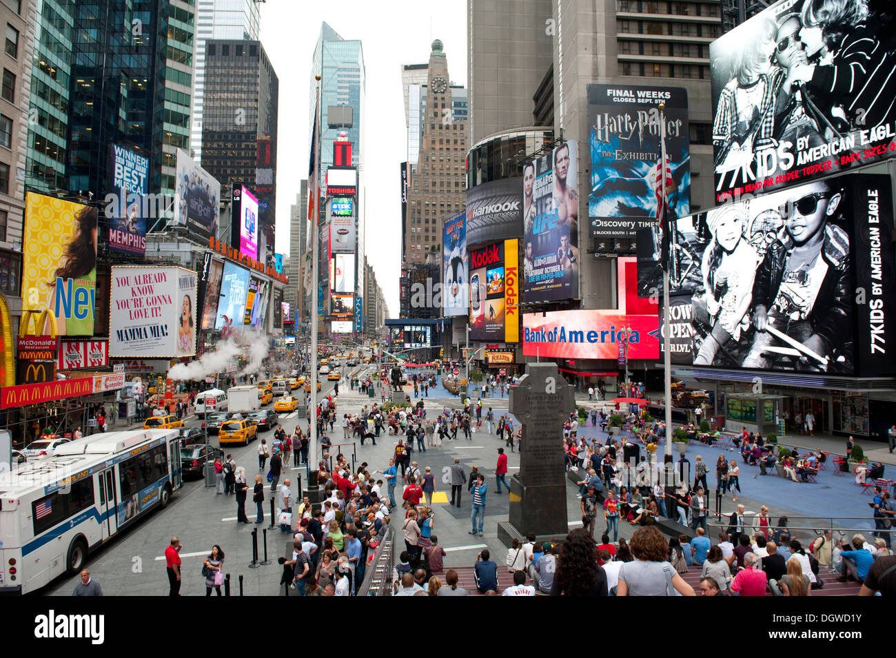 Metropolis, high-rise buildings and bright neon avertising signs ...