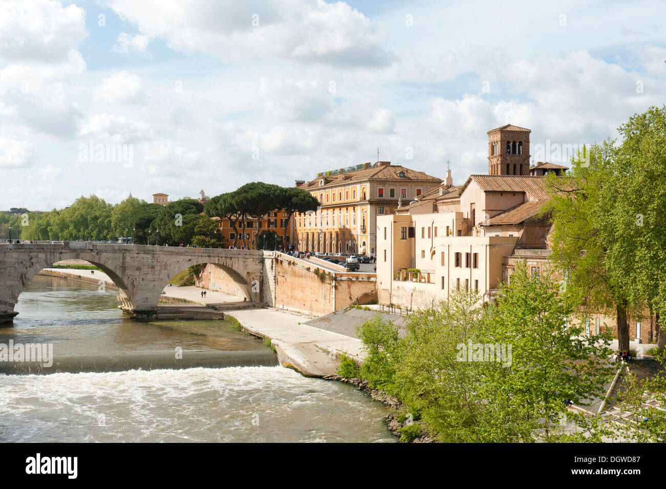 Bridge over the Tiber River, Tevere, Ponte Cestio, Tiber Island, Rome ...