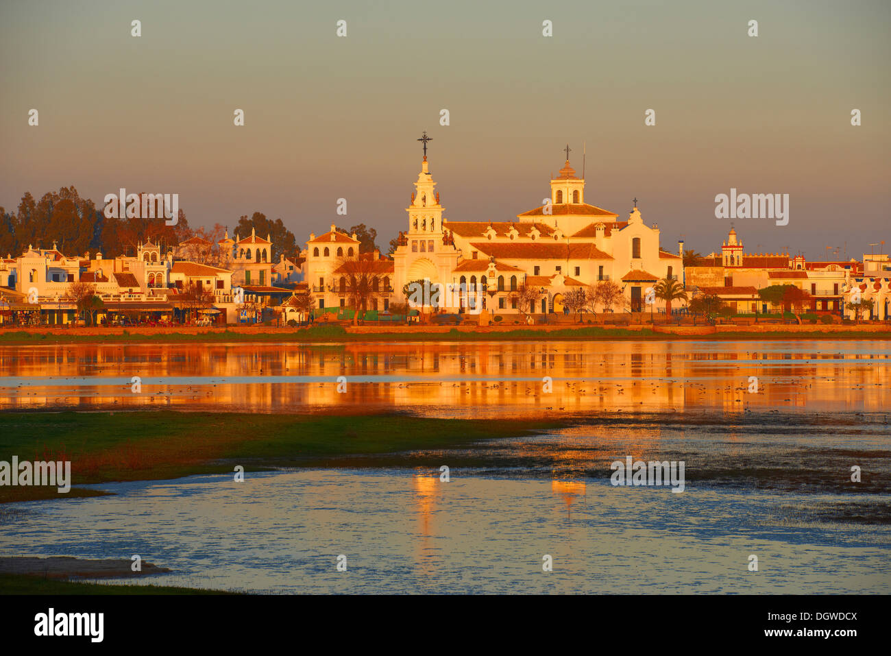El Rocio village and Hermitage at Sunset, Almonte El Rocio, El Rocío ...