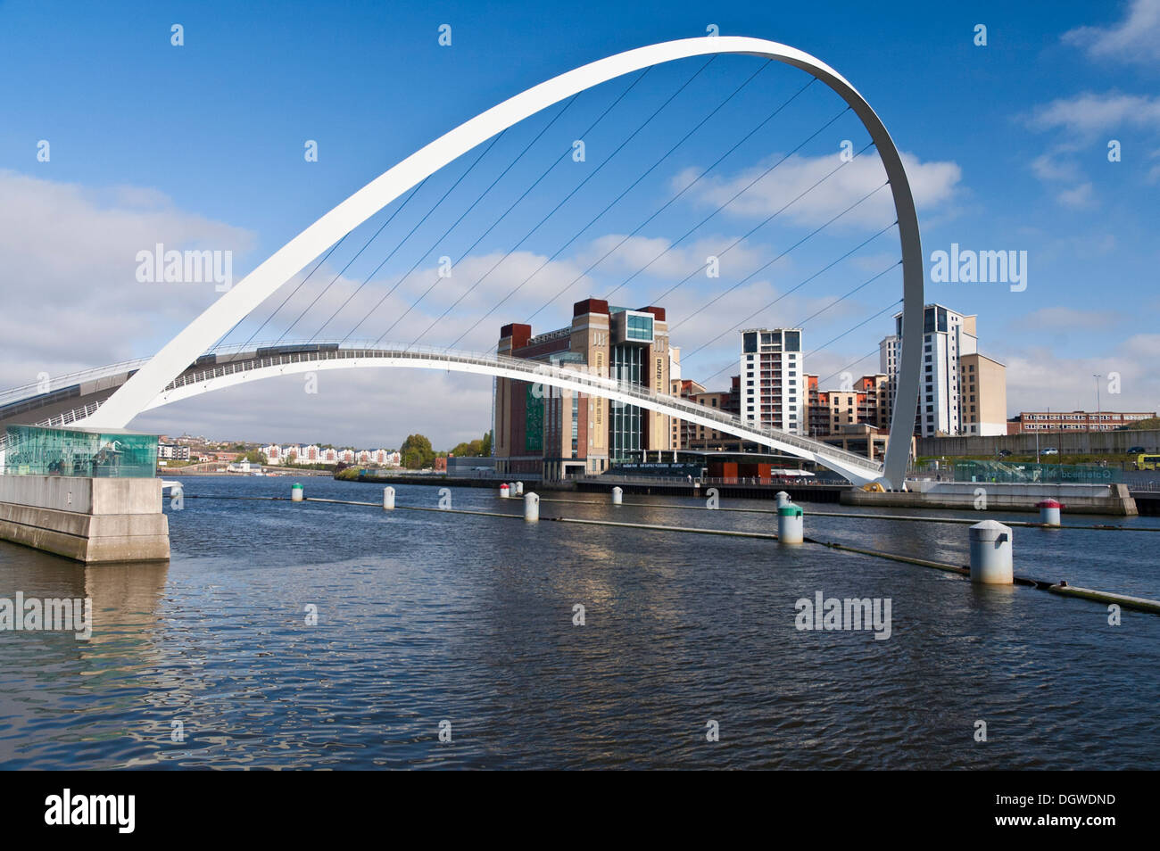 The Gateshead Millennium Bridge spanning the River Tyne between ...