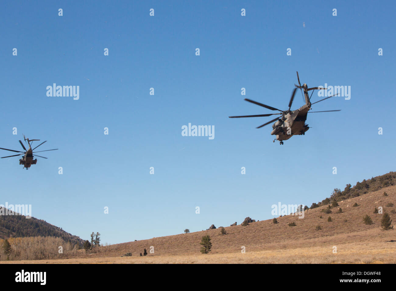 A U.S. Marine Corps CH-53E Super Stallion transport helicopter with ...