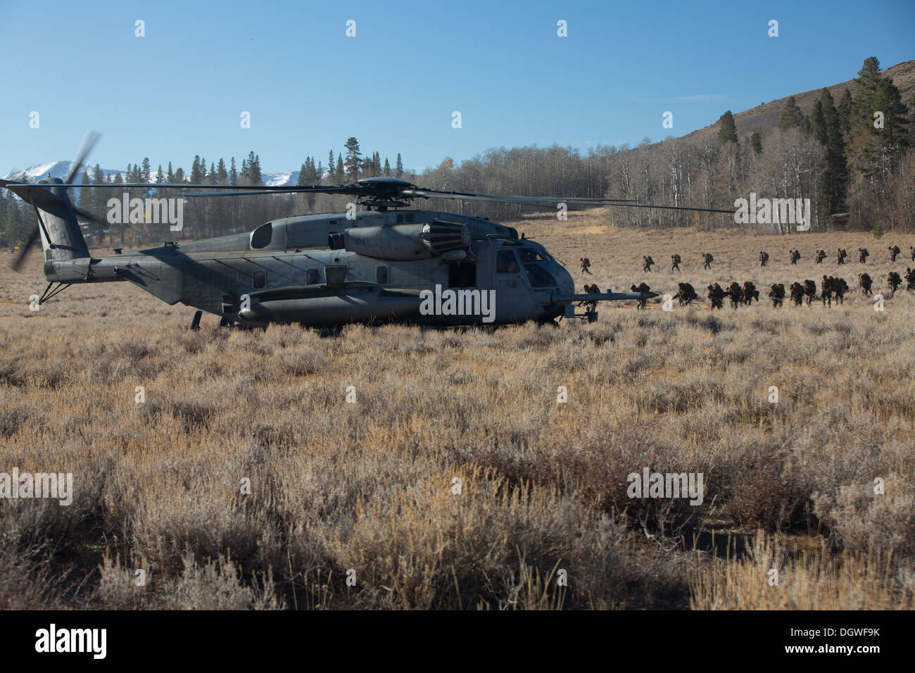 Three U.S. Marine Corps CH-53E Super Stallion transport helicopters ...