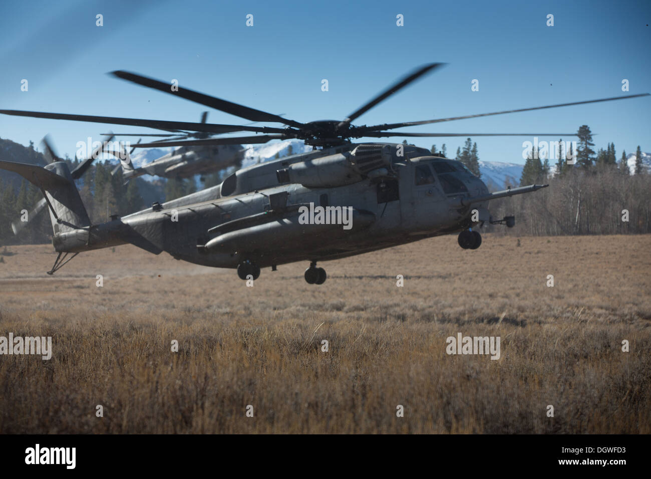 Three U.S. Marine Corps CH-53E Super Stallion transport helicopters ...