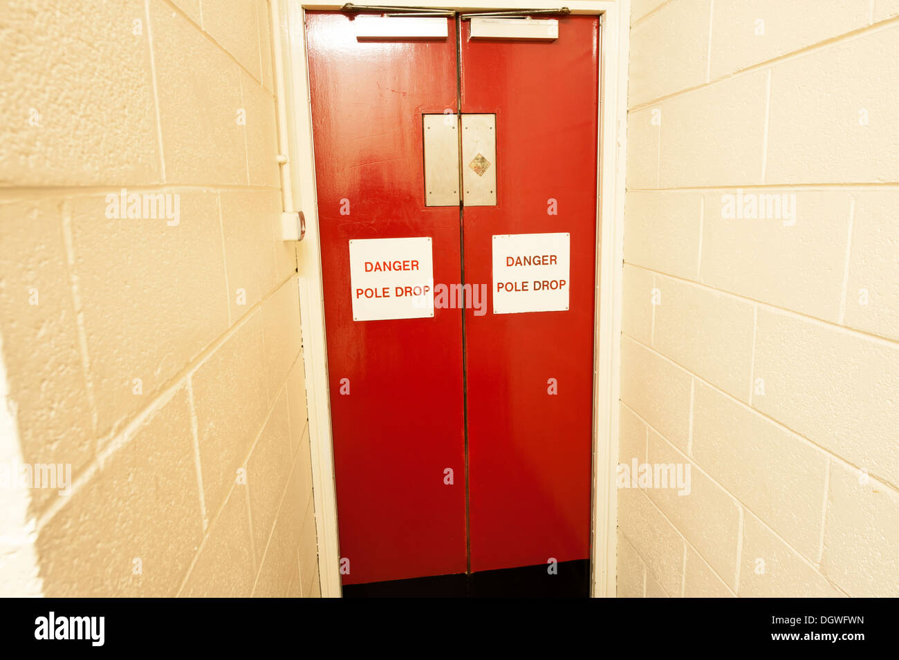 Fire Station danger Poll Drop Doors Stock Photo - Alamy